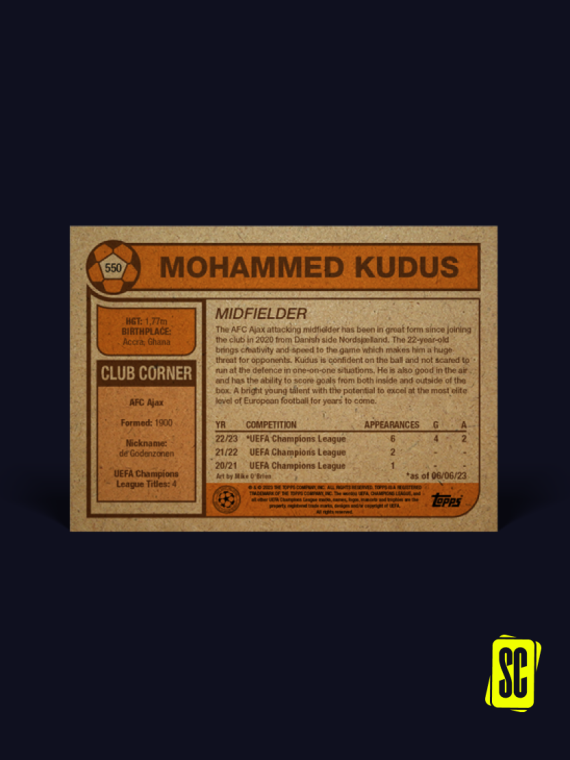 Mohammed Kudus #550 - Topps UCC Living Set Card - SportyCards